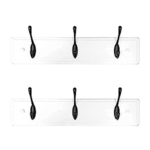 Coat Rack Wall Mount(2 Pack), Rustic Coat Hanger with 3 Hooks (15.6"L), Sturdy Hat Rack for Wall Hanging Coat Hat Key Mask Sunglasses Towel Cup, for Entryway Closet Bathroom Kitchen, White