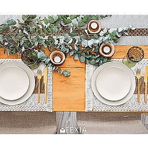 Fexia Boho Placemats Set of 6, Macrame Table Decor and Farmhouse Style Placemats Natural Cotton Burlap, for Dining Table Kitchen