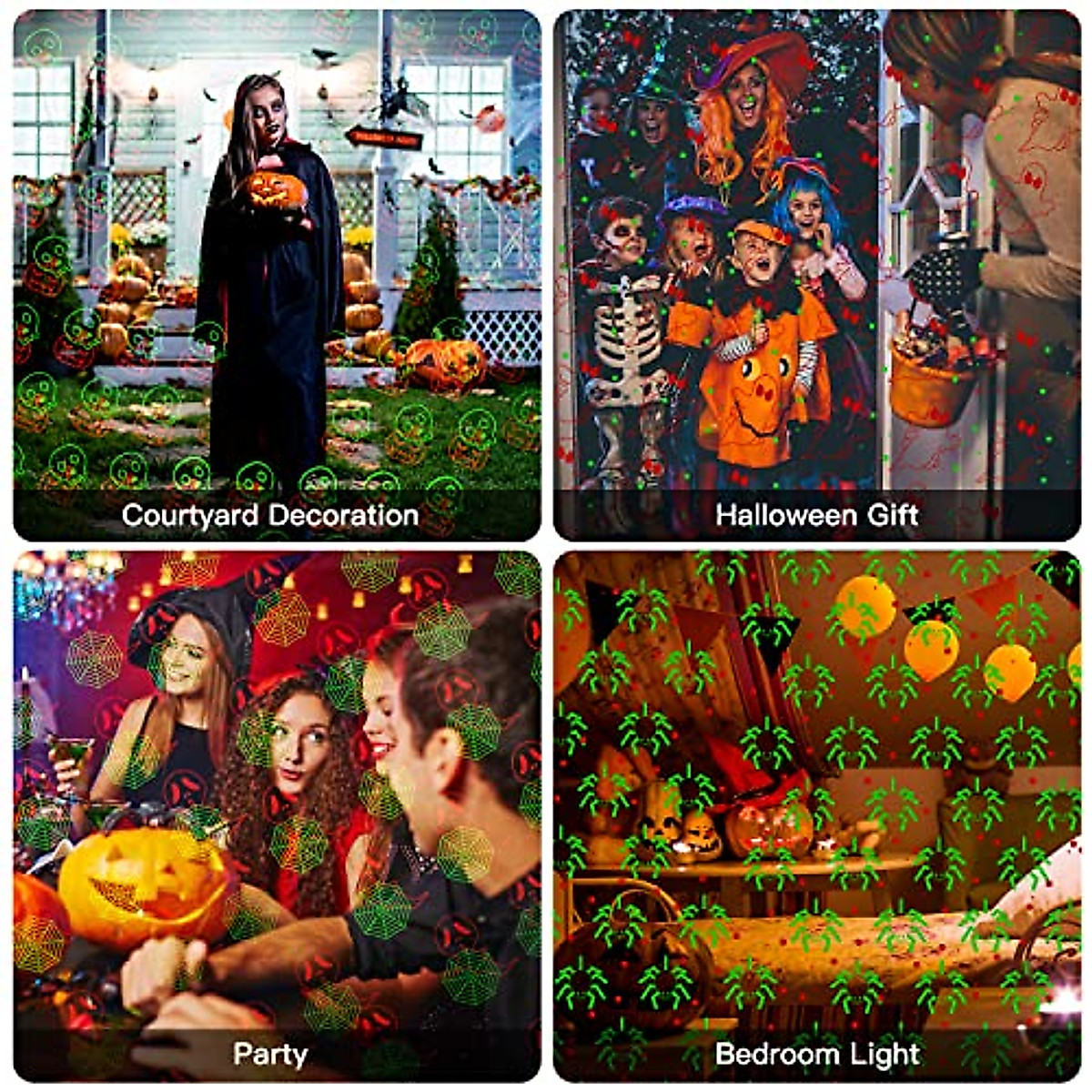 Halloween Projector Lights Outdoor Waterproof,Halloween Laser Lights with Remote Control,Halloween Decorations LED Lights with 8 Patterns for Patio, Garden, Wall,Gate,Halloween Decorations, Party.