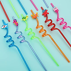 24Pcs Under the Sea Animal Straws for Sea Party Favors, Ocean Themed Party Decorations Reusable Ocean Animal Straws for Under the Sea Party Favors for Kids Boys Girls