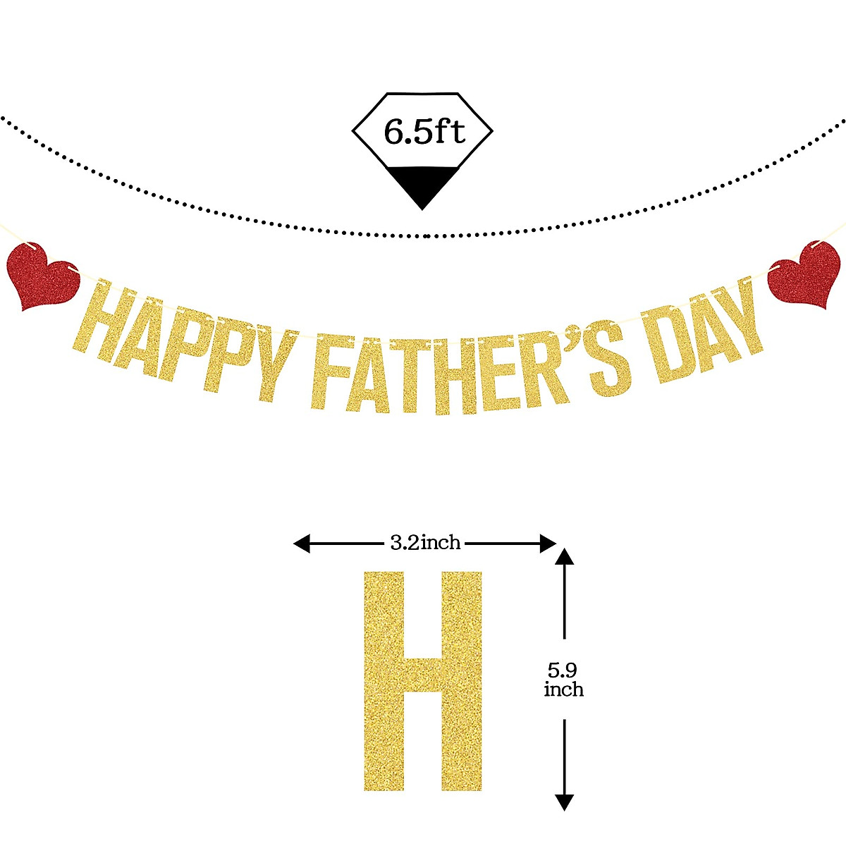 Happy Father's Day Banner Gold Glitter, Father's Day Party Decorations, Best Dad Ever Decor, Happy Father's Day Birthday Decorations