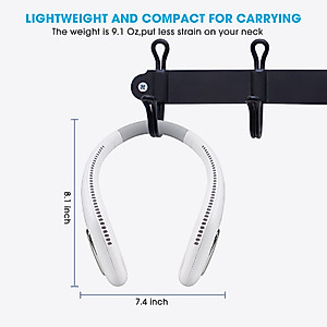Rexspt Portable Neck Fan, Hands Free Bladeless Fan, USB Rechargeable Personal Fan with 3 Wind Speed Adjustable, Headphone Design 360° Cooling Hanging Fan for Traveling Office