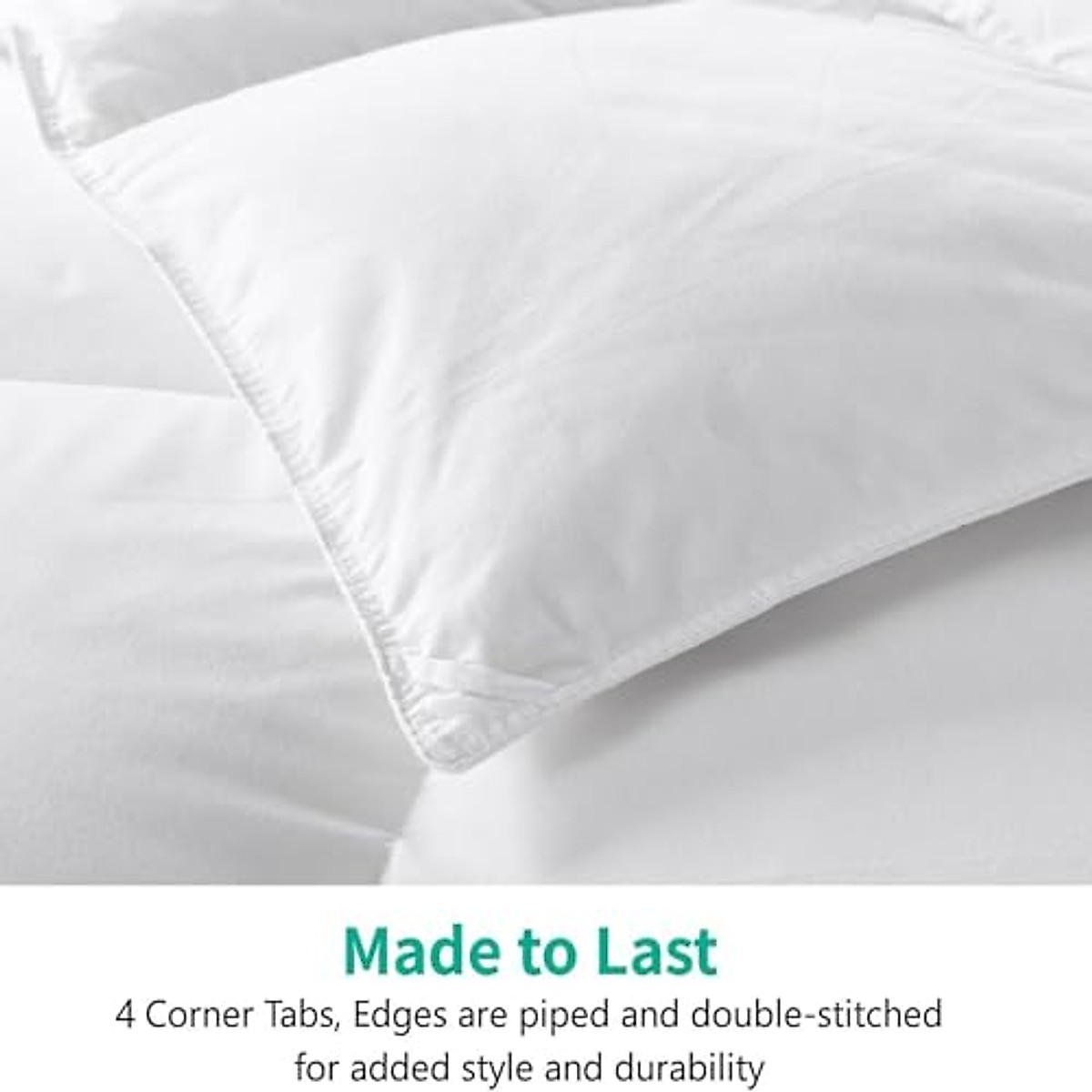 APSMILE Queen Size Feathers Down Comforter - Ultra Soft All Seasons 100% Organic Cotton Feathers Down Duvet Insert Medium Warm Quilted Bed Comforter with Corner Tabs (90x90,Ivory White)