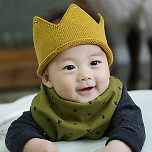 LDDCX Baby Birthday Party Crown Headband Hat, Knitted Hat Warm Beanie Cap.(LDZ28) (Yellow)