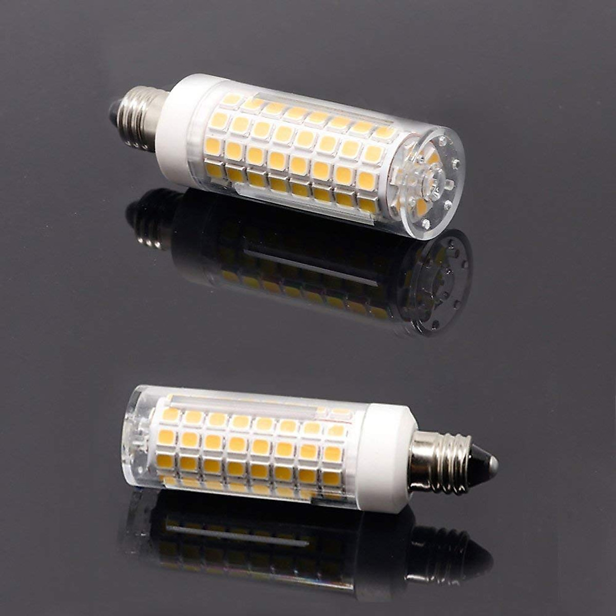 HXMLIHB E11 LED Bulb，JD T3/T4 E11 Mini Candelabra Base，8W Dimmable，80W Halogen Bulb Replacement，800LM,AC110V-130V,Warm White 3000K for Indoor Decorative Lighting(Pack of 2)