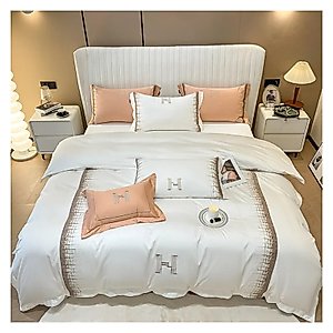 NAssui Luxury Bedding Set 1000TC Egyptian Cotton Duvet Cover Set Embroidery Bed Cover Set King Size Quilt Cover Set bedsheet Pillowcase, Luxury Bed in a Bag