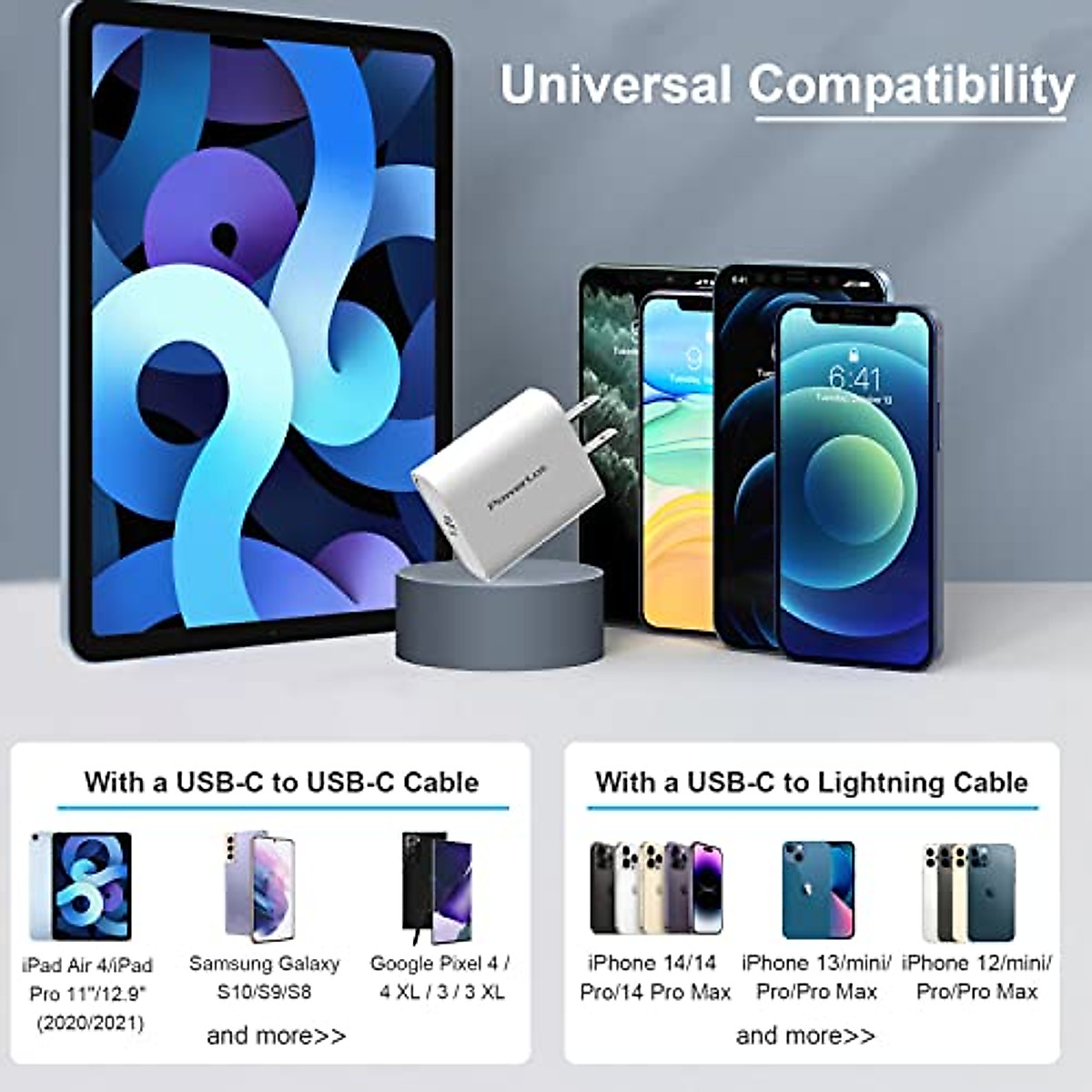 USB C Charger Block, PowerLot [3 Pack] PD 20W USB-C Power Adapter Compact USB-C Fast Wall Charger for iPhone 14,14 Pro,14 Pro Max, iPhone 13 Pro Max, iPad Pro, AirPods Pro, iWatch 8/7/SE