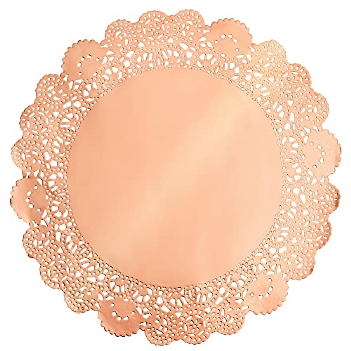 100 Pack Metallic Copper Orange Placemats, Round Paper Lace Doilies for Place Settings, Desserts, Formal Events (10 in)
