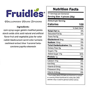 Fruidles Halloween Hair Spiders Gummies, Fun And Festive Holiday Snacking (Half-Pound Bag)