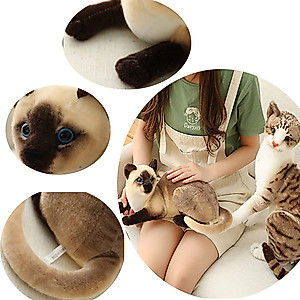 GUDVES Siamese Cat Stuffed Animal, Shorthair Cat Realistic Plush Cat Stuffed Toys, Gift for Kids 12inches (B)