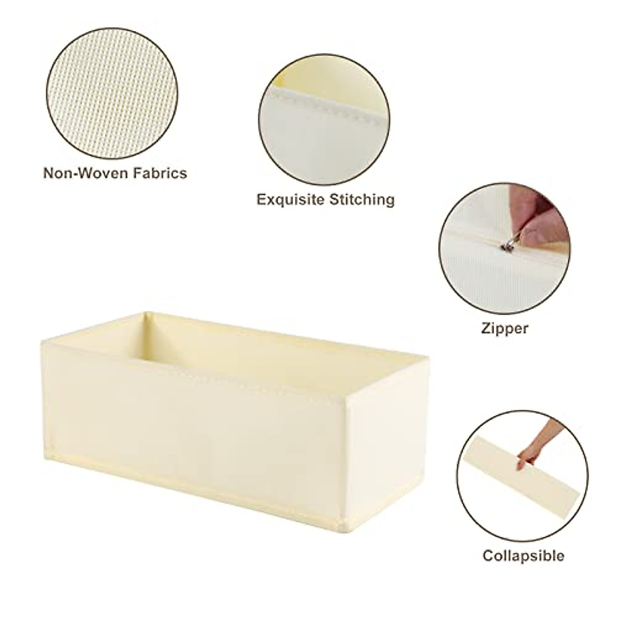 Coorganisers 6 Packs Dresser Organizers, Drawer Organizers for Clothing, Baby Organizers and Storage Drawers, Woven-Fabric Dresser Drawer Organizers, Baby Clothes Organizer in Bedroom (Beige)