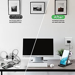 Wireless Charger for Samsung,3 in 1 Charging Station for Magnetic Galaxy Watch 5/5 Pro/4 Active 2/1 Galaxy S23/Ultra/S23+/S22/Note 20/10/Z Flip 4/3 Fold 4/3 Galaxy Buds 2/2 Pro/Live Multiple Devices