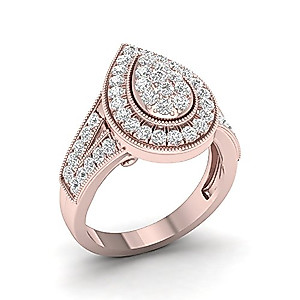 Diamond2Deal 14K Rose Gold Diamond Engagement Wedding Ring Size 8.5 (1ct, Clarity SI2, Color H-I)