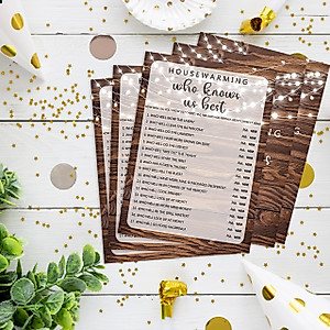 Housewarming Party Games, Who Knows Us Best, Rustic New Home, New House, New Homeowner Party Games Cards, 30 Sheets Each Pack