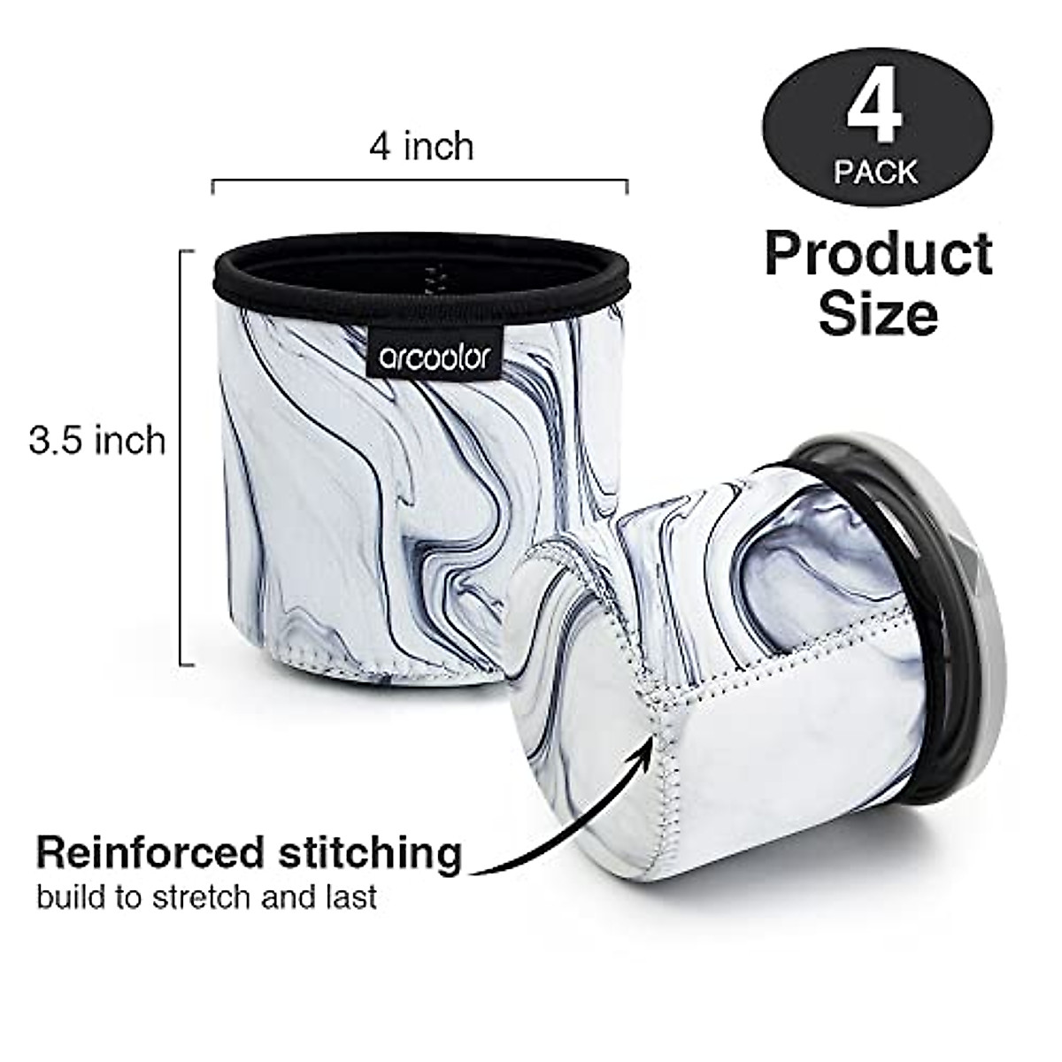 Arcoolor Ice Cream Neoprene Sleeve, Reusable Insulated Sleeves for Ninja Creami Pints, Compatible with NC301 NC300 NC299AMZ Series Ice Cream Maker Containers -Containers not Included (Mix, 4 Pack)