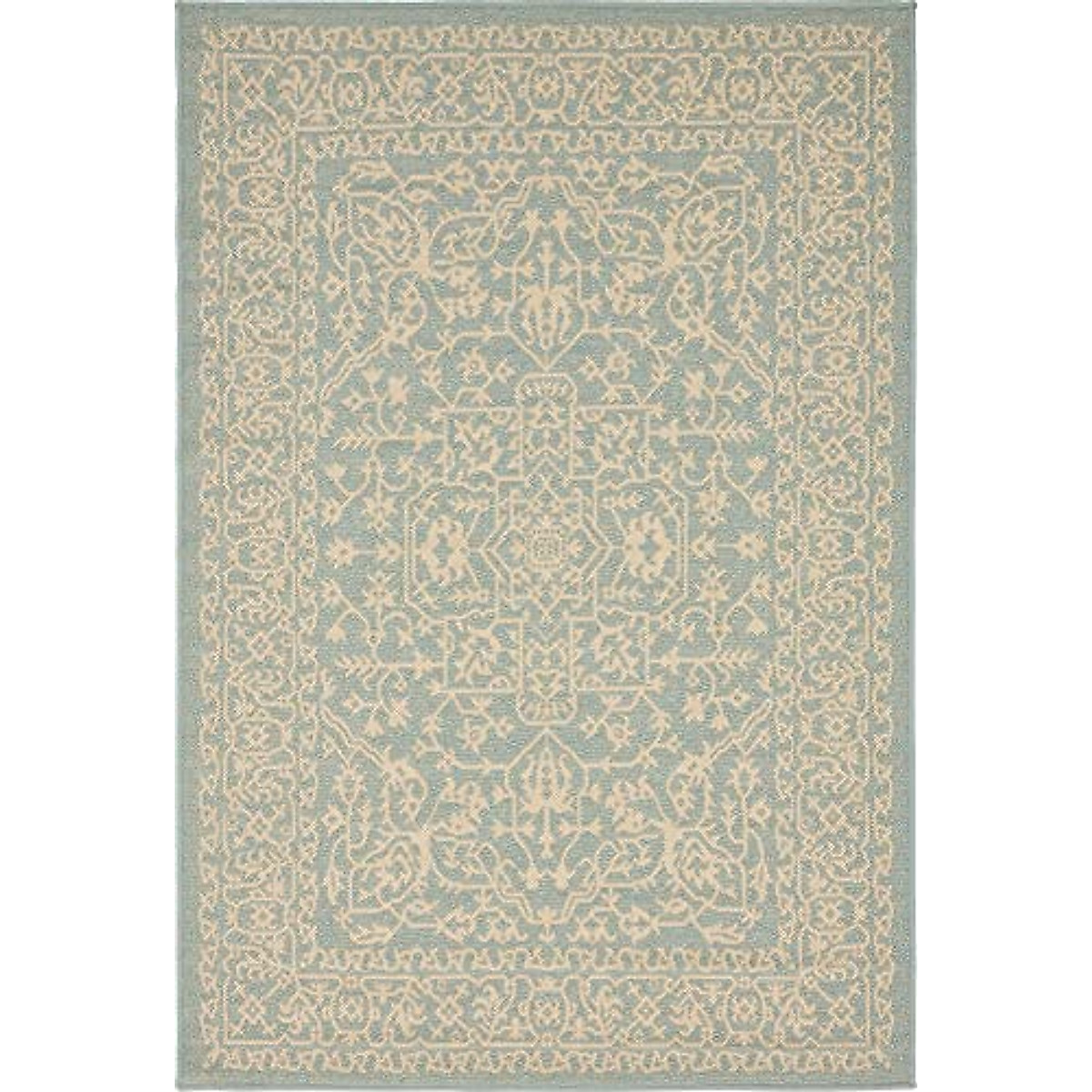Unique Loom Botanical Collection Bohemian, Abstract, Traditional, Indoor and Outdoor Area Rug, 4' 0" x 6' 0", Light Blue/Beige