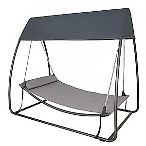 Hammock Swing Hanging Bed, Outdoor Swing with Canopy for Garden, Patio, Backyard, Porch,7.6'L x 4.5'W x 6.7'H