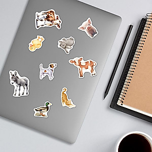 Pack 50 Pcs Farm Animal Stickers for Water Bottles Waterproof Laptop Luggage Computer Scrapbooking Teens Adults Girls Boys Cute Funny Aesthetic Sticker Packs Small Vinyl Decals