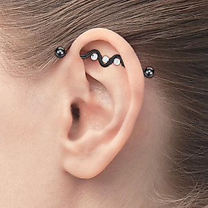 Mayhoop 14G Stainless Steel Industrial Barbell Earring Cartilage Body Piercing Jewelry 38mm 1&1/2 Inch Industrial Piercing Bar