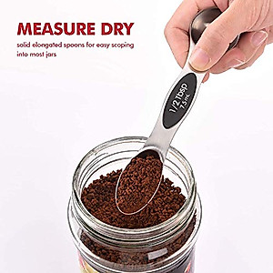 EDELIN Measuring Cups and Magnetic Measuring Spoons Set, Stainless Steel 5 Cups and 7 Spoons and 1 Levele (13set)