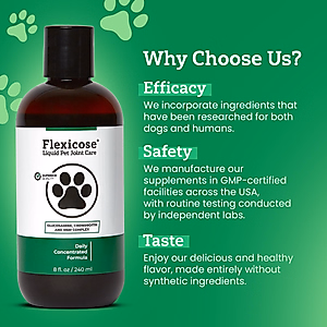 Pet Flexicose All Natural Dog Hip Joint Care and Support 3 Bottles Liquid Format