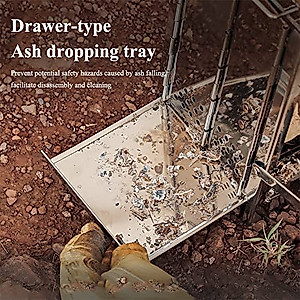 SainSpeed Foldable Campfire Grill, Stainless Steel BBQ Grill with Carrying Bag, Outdoor Wood Stove Burner for Backyard Patio Cooking Hiking Backpacking Picnic Travel Party (M)