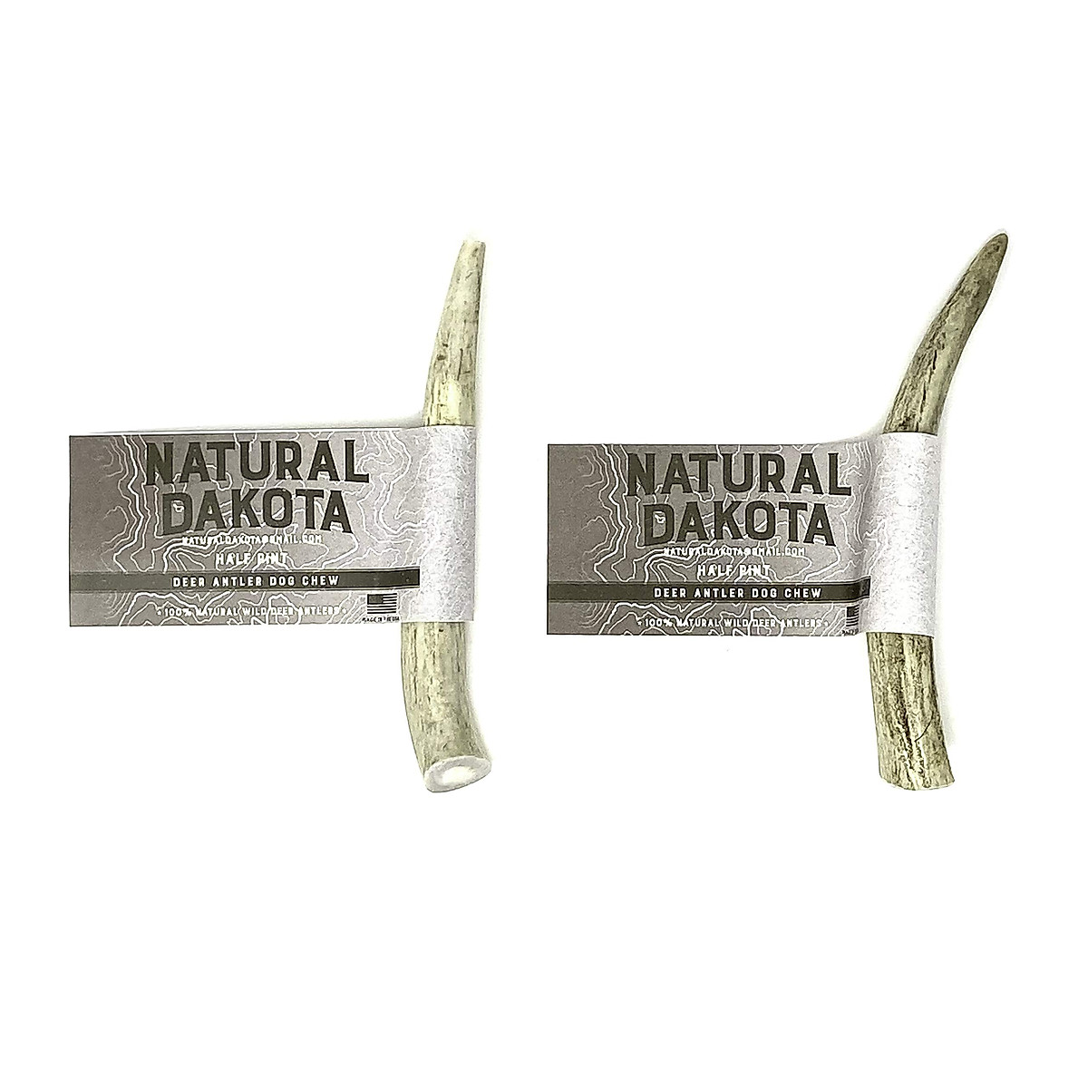 Natural Dakota Premium Deer Antler Dog Chew Toys (Small) Half-Pint