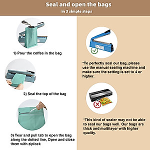 50 Pieces 0.75 LB Blue Green Coffee Bags with Aluminum Foil Liner Pack of 50, High Barrier Coffee Pouches with Degassing Valve, Ziplock Food Storage Bags with Pull Tape, 12oz/0.75lb/340gram