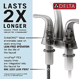 Delta Faucet Ashlyn Centerset Bathroom Faucet Chrome, Bathroom Sink Faucet, Diamond Seal Technology, Metal Drain Assembly, Chrome 2564-MPU-DST