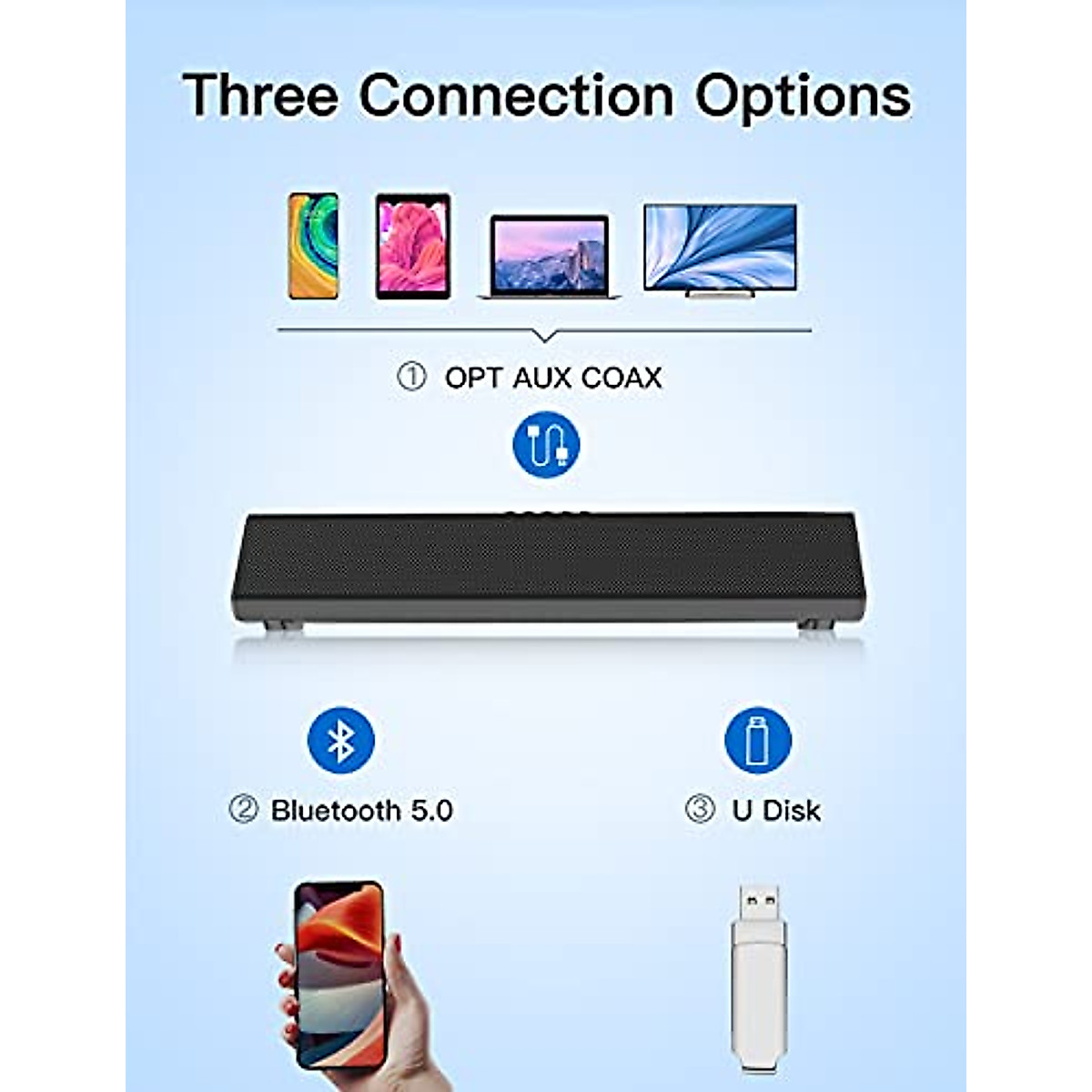 BS.Neytuel Soundbar for TV with Bluetooth Speakers for TV Home Theater Audio Surround Sound System Small Sound Bar with Subwoofer for TV PC Projectors Tablets,Remote Control