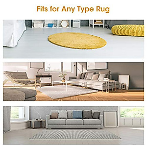 Rug Tape, 10 Pcs Double Sided Non Slip Reusable Rug Stopper, Washable Rug Tape for Hardwood Floors, Tile Floors, Carpets, Floor Mats, Wall (Peal White)