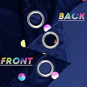 Navy Velvet Blackout Curtains Drapes Metallic Polka Dots Grommet Blackout Curtains for Winter 63" inches Long Room Darkening Thermal Insulated Treatments Sets for Kids Nursery Bedroom,52"Wide 2pcs
