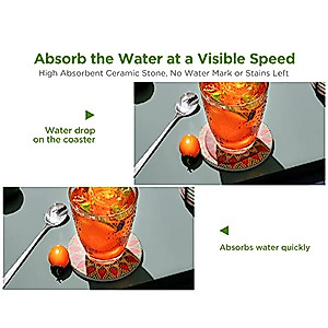 InnoGear Coasters, Coasters for Drinks Absorbent Ceramic Coasters for Coffee Table Wooden Table Cork Coasters Heat-Resistant Reusable Drink Coaster, Gift for Birthday Housewarming Kitchen Bar