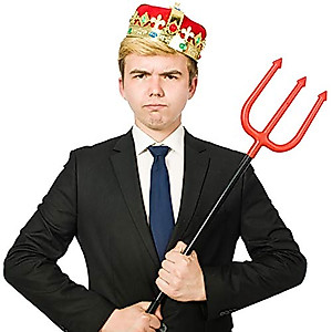 Skeleteen Regal Gold King Crown - Royal Red Felt Imperial Jeweled Mens and Womens Unisex Party Dress Up Accessory Crowns - 1 Piece