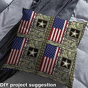 American Flag Fabric by The Yard for Adult Boys, Army Green Camo Upholstery Fabric, Kids Men Vintage USA Flag Indoor Outdoor Fabric, Retro Military Camouflage Grunge Stripes Decor Fabric, 1 Yard
