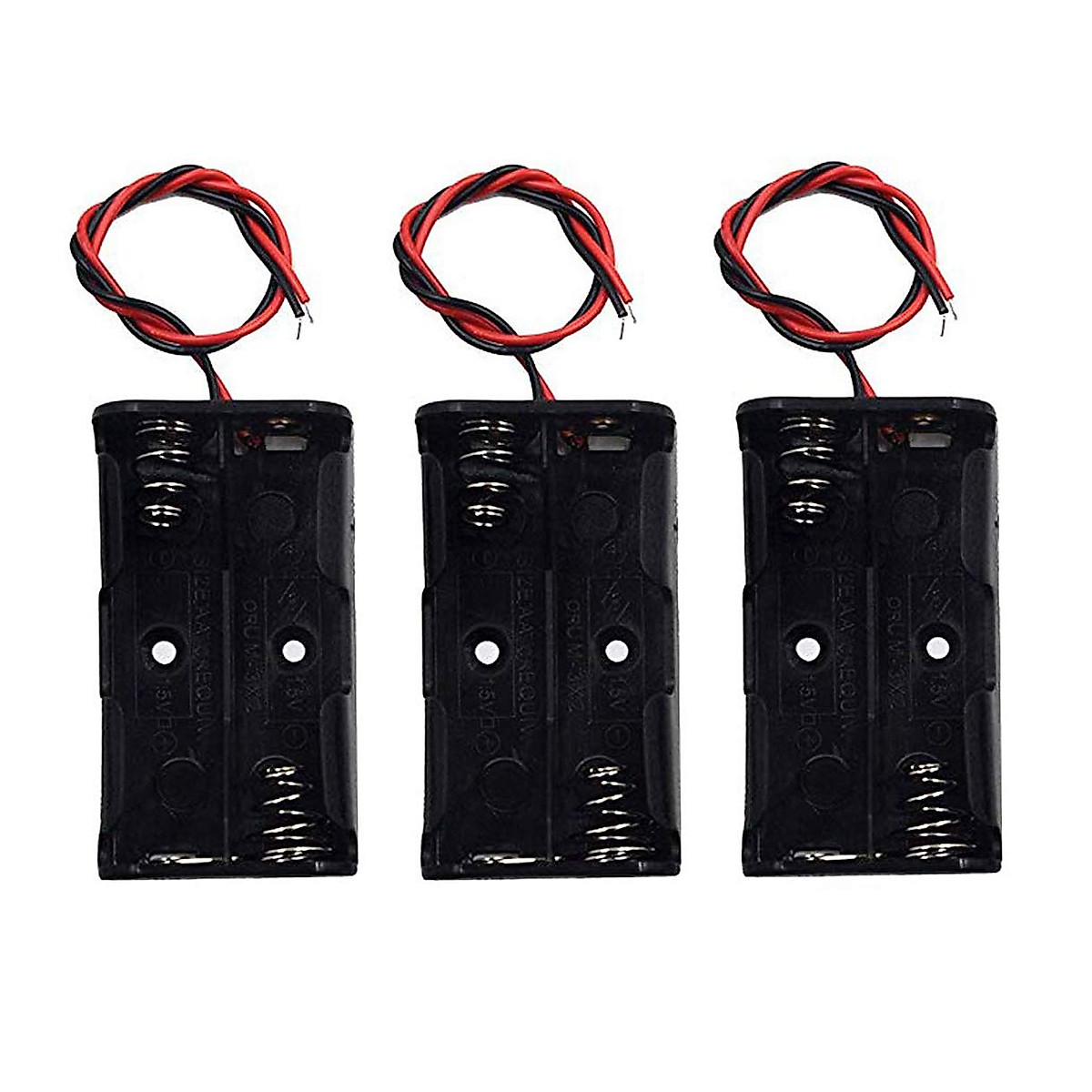 LampVPath (Pack of 3 2 AA Battery Holder, 2 AA Battery Holder with Leads, 2 AA Battery Holder with Wires