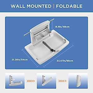 interhasa! Baby Changing Station, Commercial Wall Mounted Fold Down Baby Changing Station with Adjustable Safety Strap, Storage Box,Horizontal-X1001S
