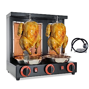 YOOYIST Shawarma Grill Propane Gyro Rotisserie Machine Kebab Doner Automatic Vertical Broiler with 3 Burners