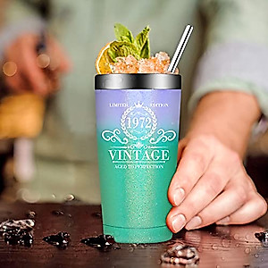 SpenMeta 51st Birthday Gifts for Women, Men - Unique Great Wedding Anniversary Present for Couple, Parents - 51 Year Old Ideas Gifts for Mom, Dad - Vintage 1972 Tumbler Cup