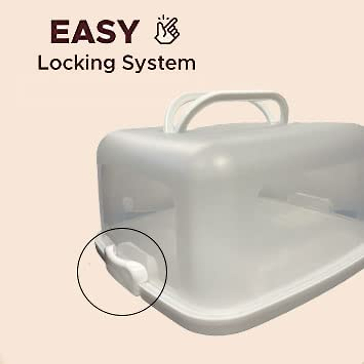 St@llion Plastic Large Square Cake Carrier with Lid Carry Handle and Easy Locking, Storage Container Lockable, Christmas Cookie Box, Trick-or-Treat 35 cm x 15 cm (Pack of 2)