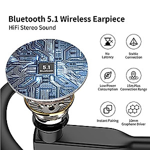 Bluetooth Earpiece for Cell Phone Noise Canceling Headphone with Microphone Wireless Headset Bluetooth Earpiece 5.1 Hands Free Headset CVC8 Compatible with iPhone Android for Business Office Driving