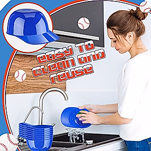 Nuogo Baseball Helmet Ice Cream Snack Bowl and Disposable Taster Spoons Set Mini Baseball Party Favors Small Dessert Ice Cream Bowls Serving Candy Sundae Cups for Ice Cream Sundae Party Supplies (12)