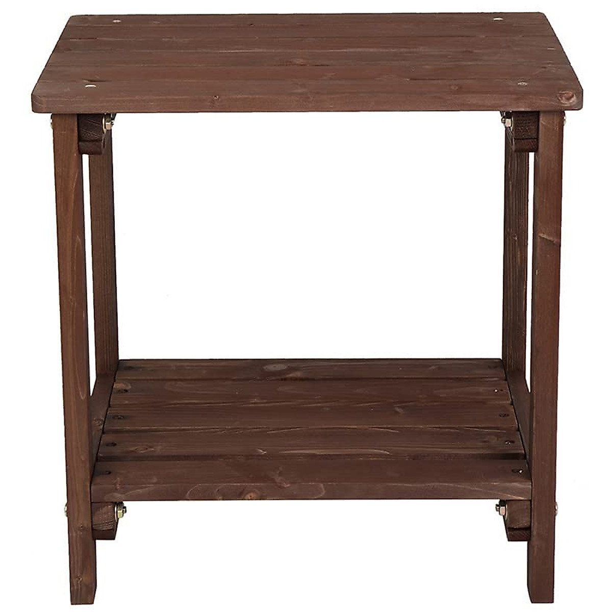 be current Outdoor Rectangular Side Table,Outdoor Patio Table Coffee Tea Bistro Small End Table,Wood with Storage,Outside Wooden Accent Furniture for Balcony Porch Garden, Brown