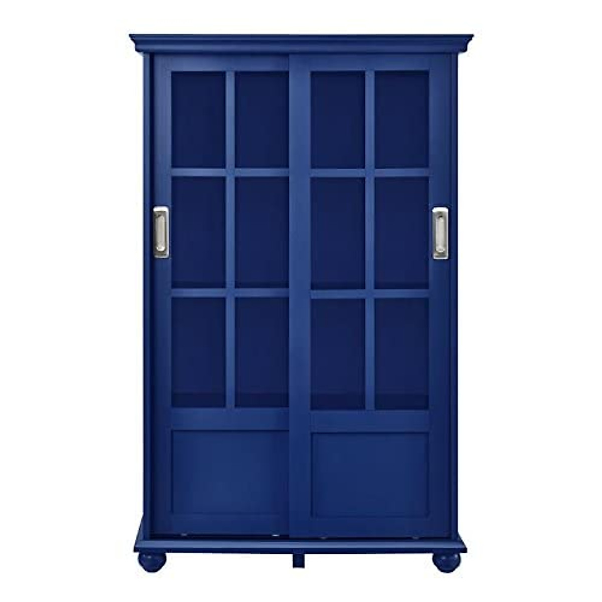 Ameriwood Home Aaron Lane 4 tier Bookcase with Sliding Glass Doors, Blue