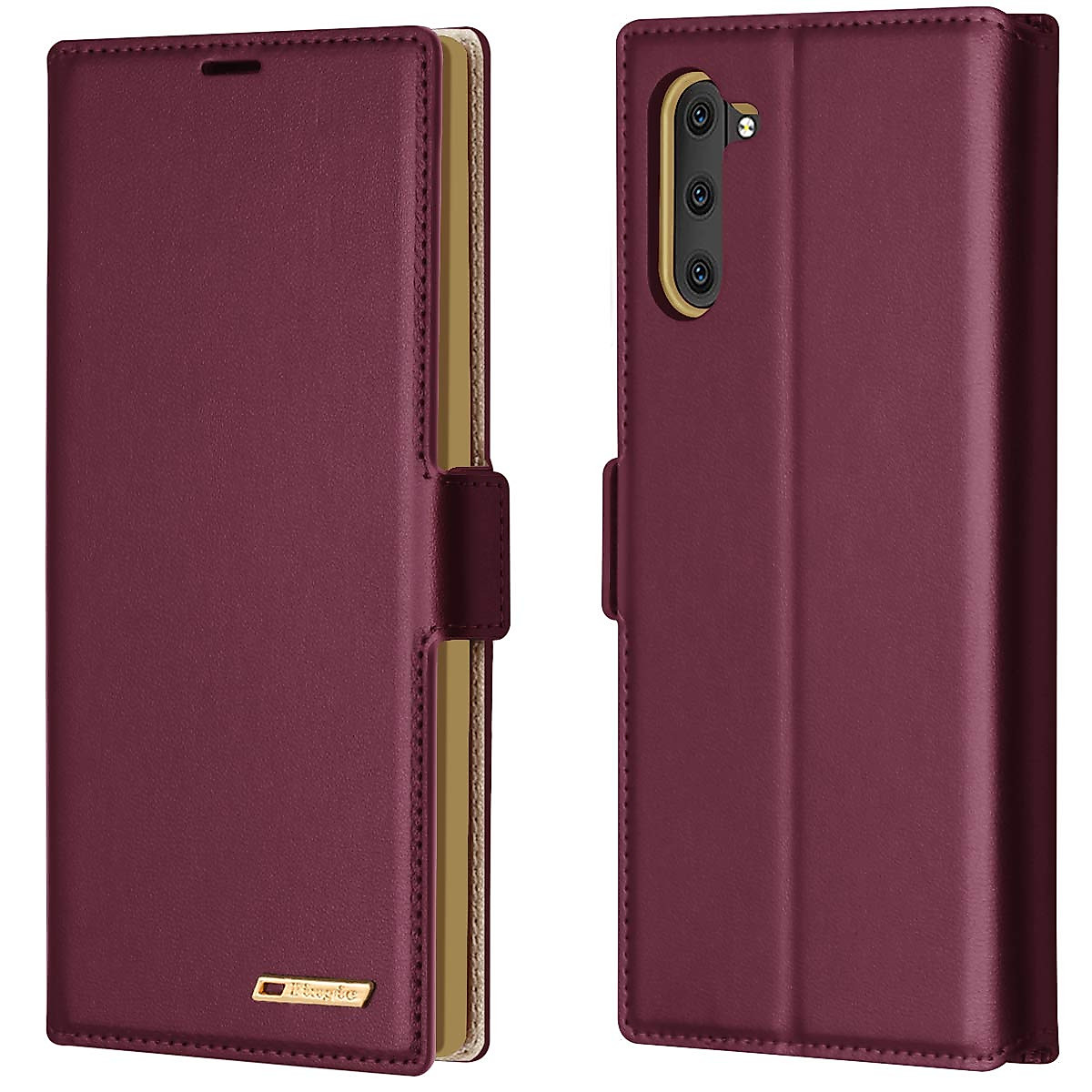 Fingic for Samsung Note 10 Case,Note 10 Wallet Case,PU Leather Wallet Case 2 ID &Credit Cards Slots Holder Side Pocket Kickstand Feature Flip Case Cover for Samsung Galaxy Note 10 6.3"(2019)-Wine Red