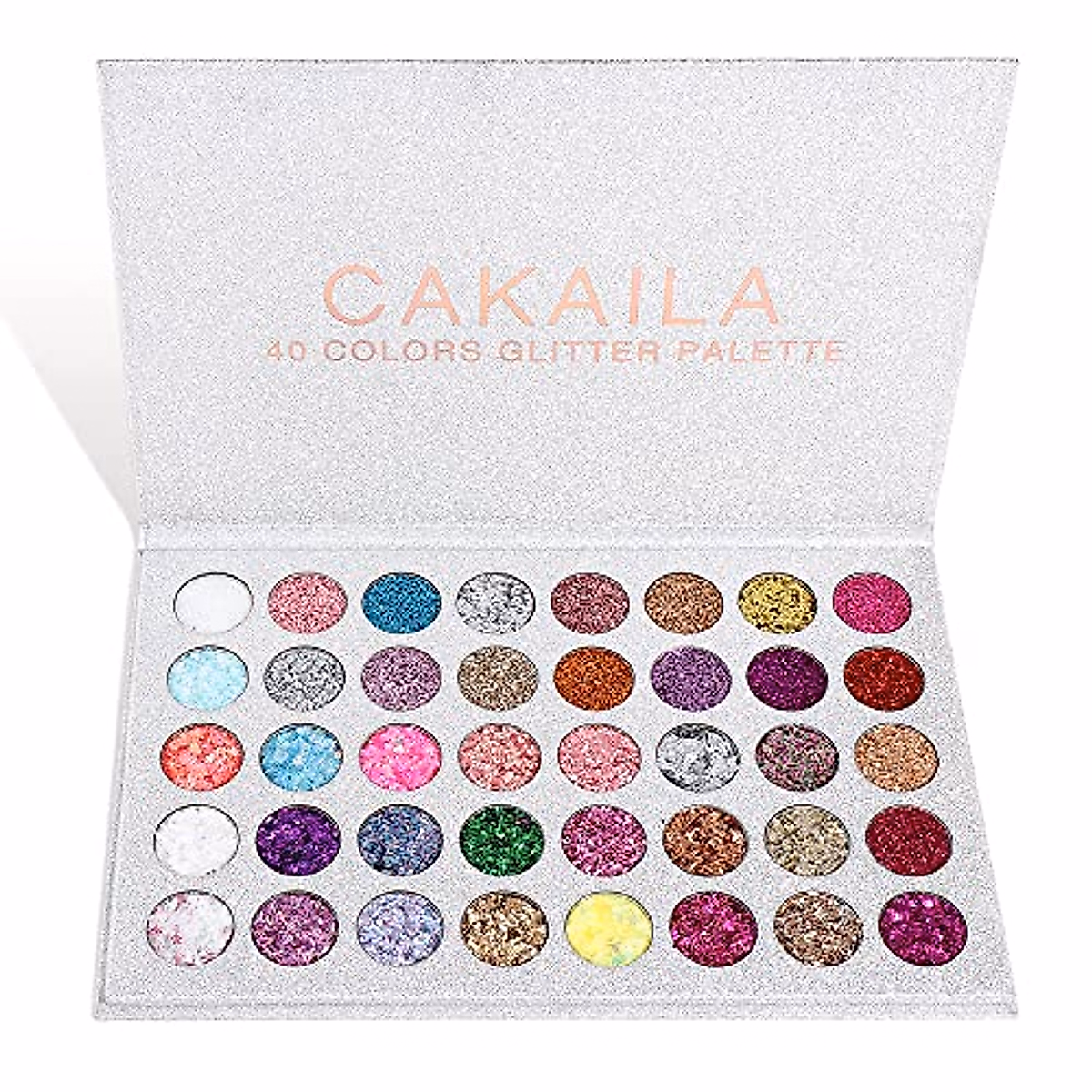 MEICOLY Glitter Eyeshadow Palette, 40 Colors Pressed Pigmented Mineral Ultra Shimmer Sequined Face Paint Glitter Palette, Self Adhesive Glitter Glue Pallete Eye Shadow Make up Pallets for Women