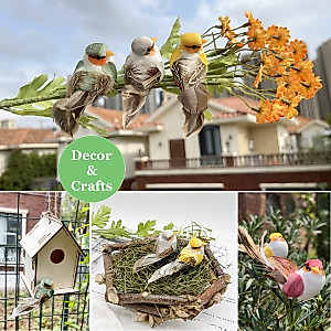 LWINGFLYER 12pcs Artificial Foam Feather Birds Mini Decorative Love Bird Ornaments for Wreaths Craft Christmas Tree Decoration Flower Arrangements 10cm/4inch Claw