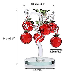 OwnMy Crystal Red Apple Tree Ornament Artificial Apple Tree Figurine Decorative Apple Tree Collectible, Glass Apple Tree Paperweight Table Decoration Centerpiece for Living Room Home Office Birthday
