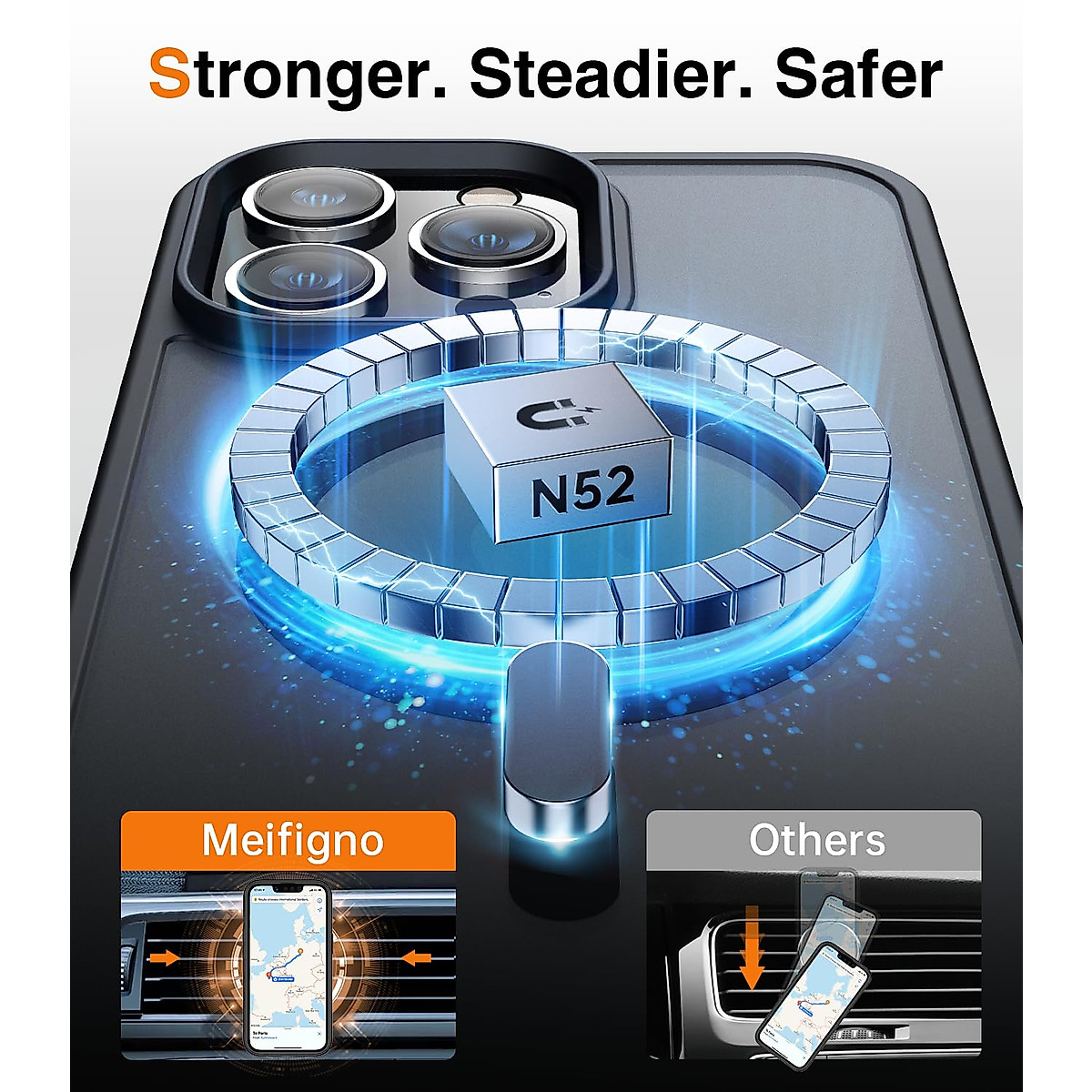 Meifigno Magic Mag Series Designed for iPhone 13 Pro Max Case, [Military Grade Protection & Compatible with MagSafe], Translucent Matte Back with Aluminum Alloy Keys, for iPhone 13 Pro Max 6.7", Black