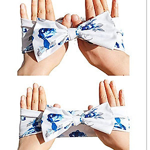 Newborn Swaddle Blanket, Baby Receiving Blanket Wrap with Headband for 0-3 Month Baby Girl and Boy(Blue), One size